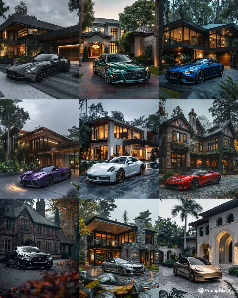 Realistic Cars And Luxury Villas Midjourney Prompt | PromptBase