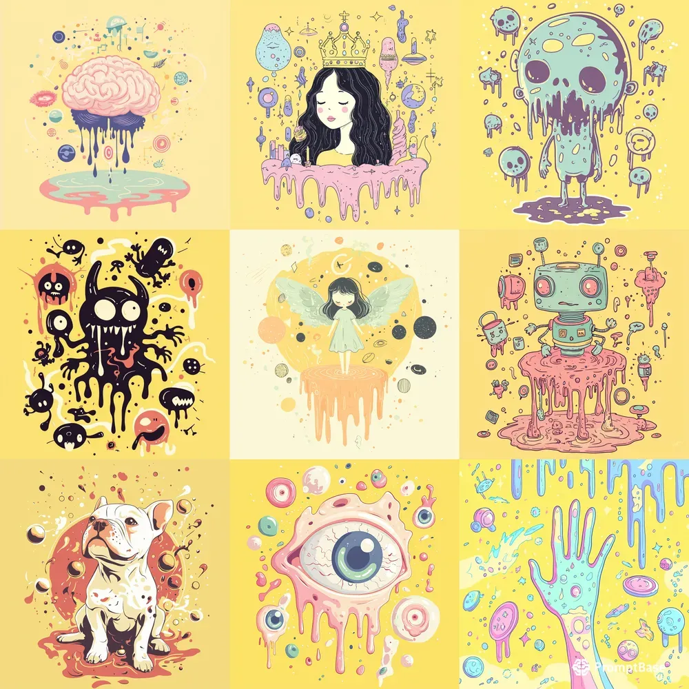 Dripping Cartoons Art Designs Midjourney Prompt | PromptBase