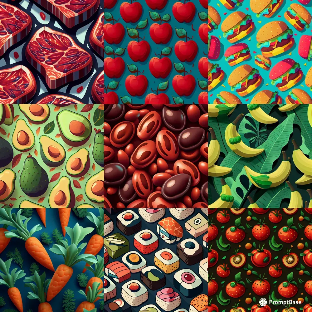 Comic Food Patterns Midjourney Prompt | PromptBase