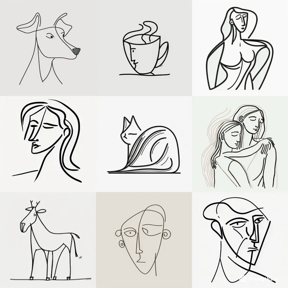 Line Art Minimalism Cubism Picassos Midjourney Prompt | PromptBase