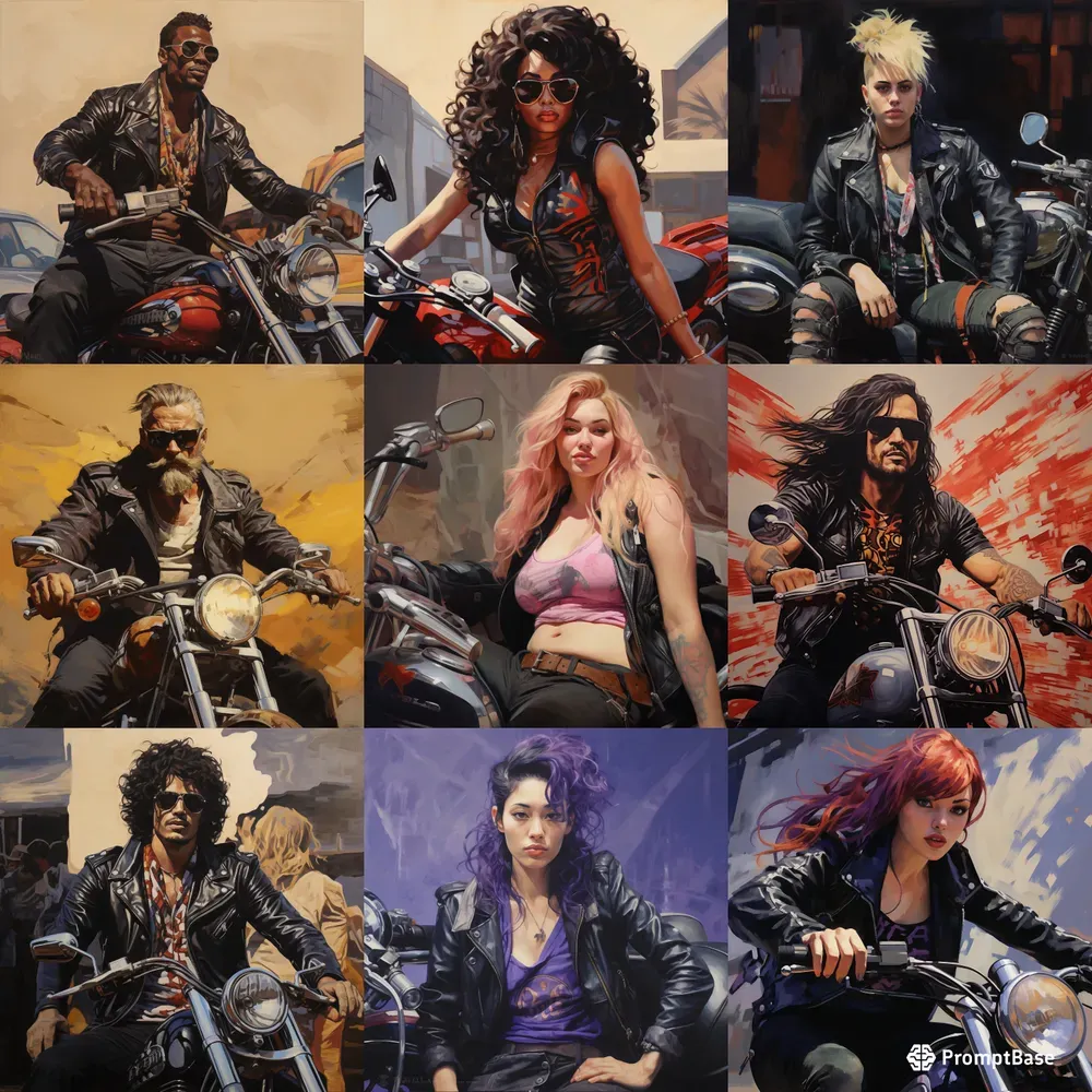 Biker Gang Characters For RPGs Midjourney Prompt | PromptBase