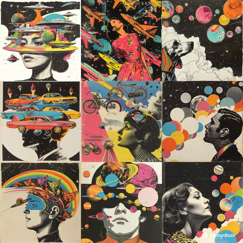 Vintage Pop Art Collages Midjourney Prompt | PromptBase