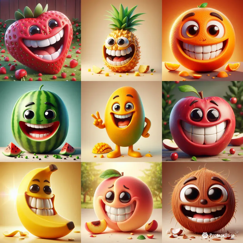 Fruitful Characters DALL·E Prompt | PromptBase