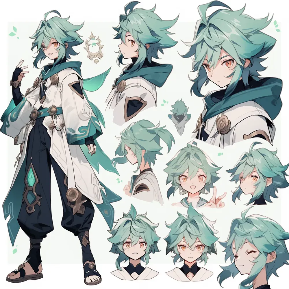 Anime Character Design Reference Sheets Midjourney Prompt | PromptBase