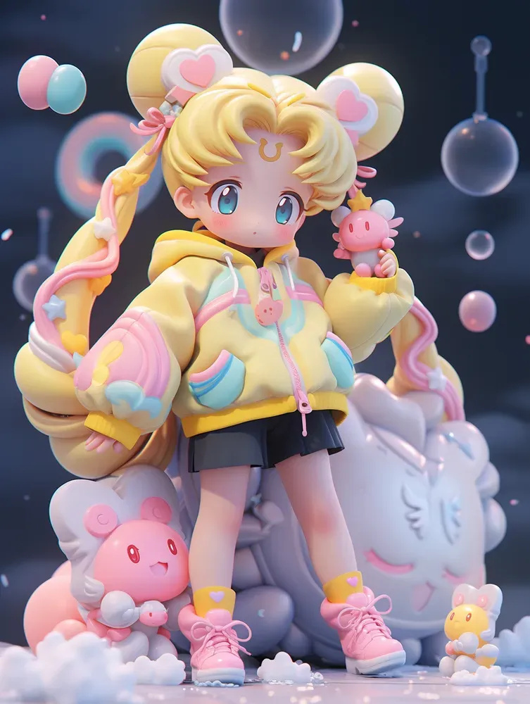 Anime 3D Cute Chibi Clay Figures Midjourney Prompt | PromptBase