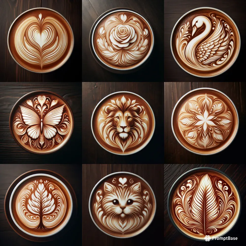 Elegant Latte Art Designs DALL·E Prompt | PromptBase