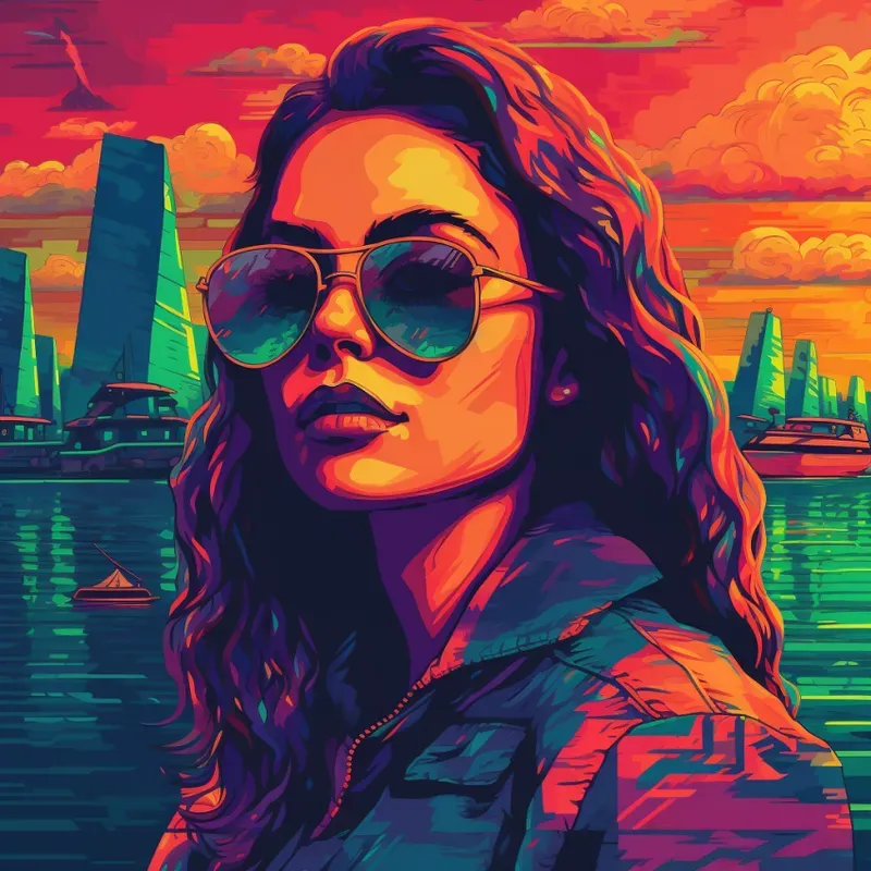 Stylised 80s Neon Portraits Midjourney Prompt | PromptBase