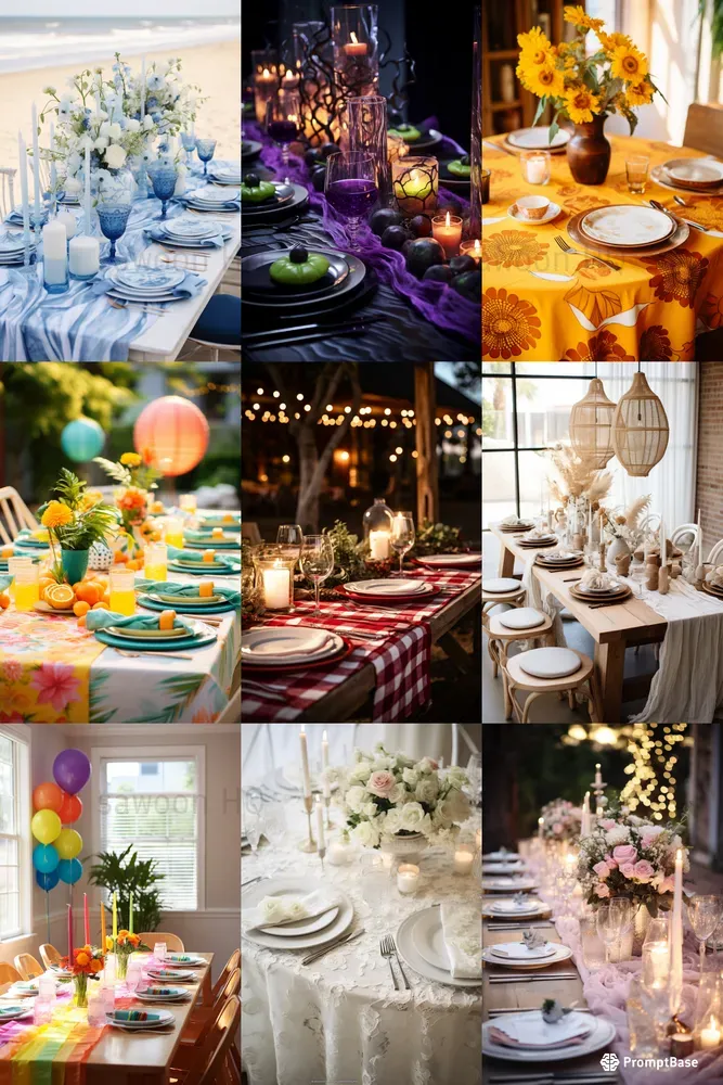 Elegant Tablescapes Party Themed Settings Midjourney Prompt | PromptBase