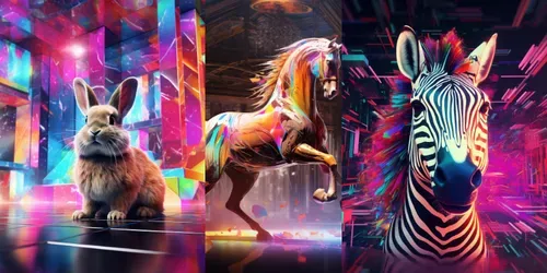 Futuristic Vaporwave Animals Midjourney Prompt | PromptBase