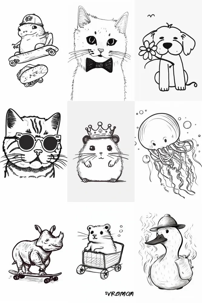 Cute Animals Doodles Midjourney Prompt | PromptBase