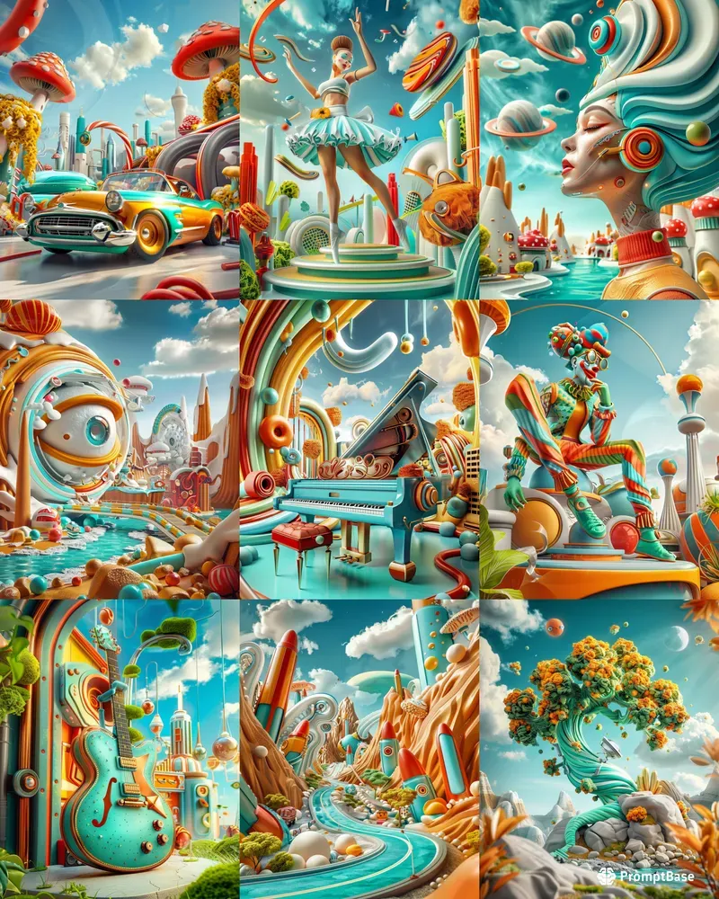 Retro Futuristic Candy Art Midjourney Prompt | PromptBase