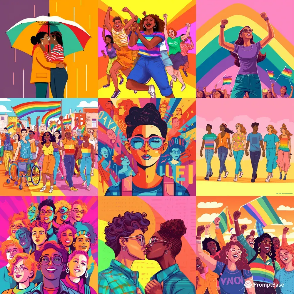 Pride Month Illustrations Midjourney Prompt | PromptBase