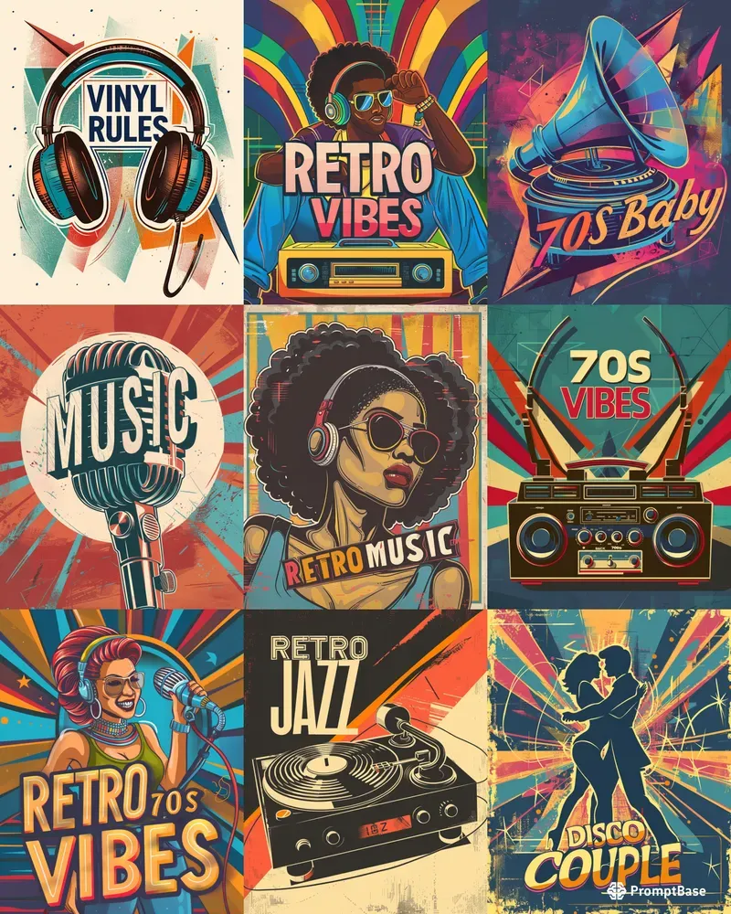 Retro 70s Poster Illustrations Midjourney Prompt | PromptBase