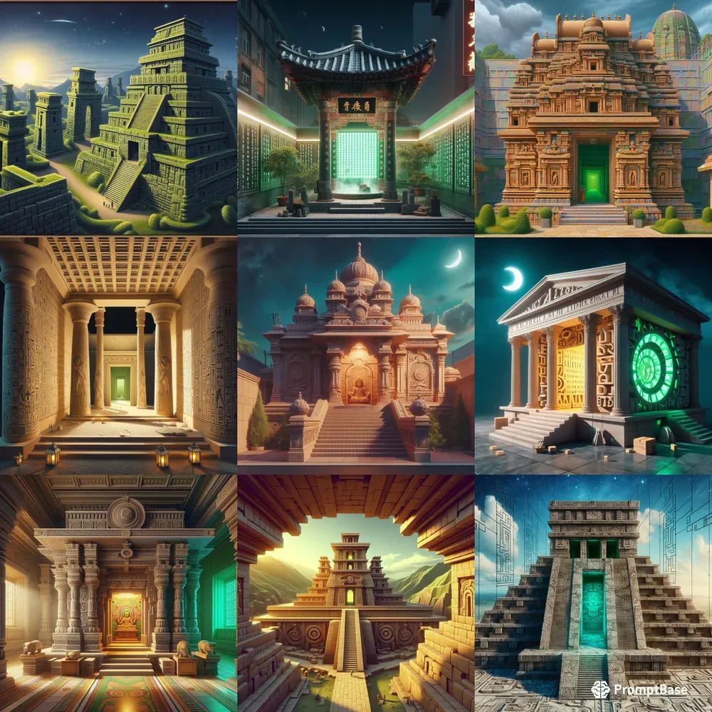Old Temples With Symbols DALL·E Prompt | PromptBase