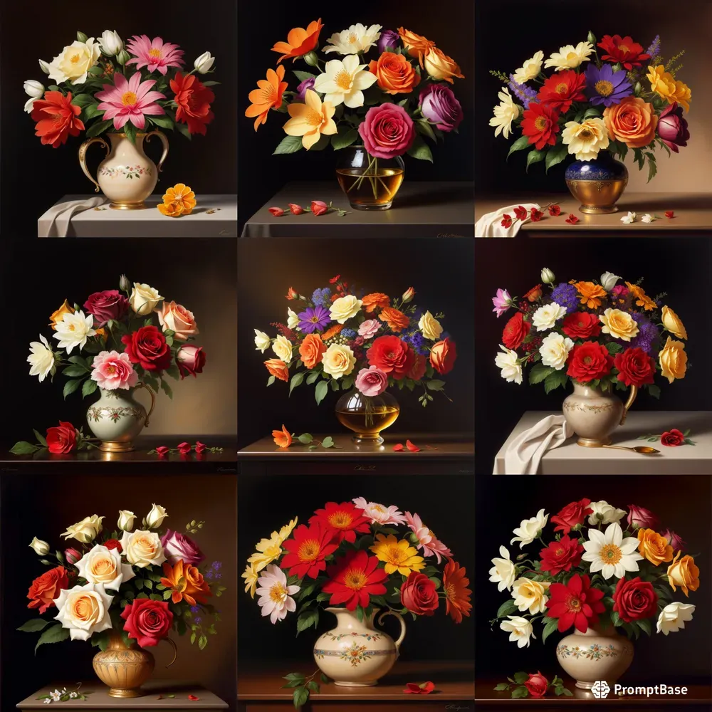 Oil Paintings Of Blooms In Harmony Stable Diffusion Prompt | PromptBase