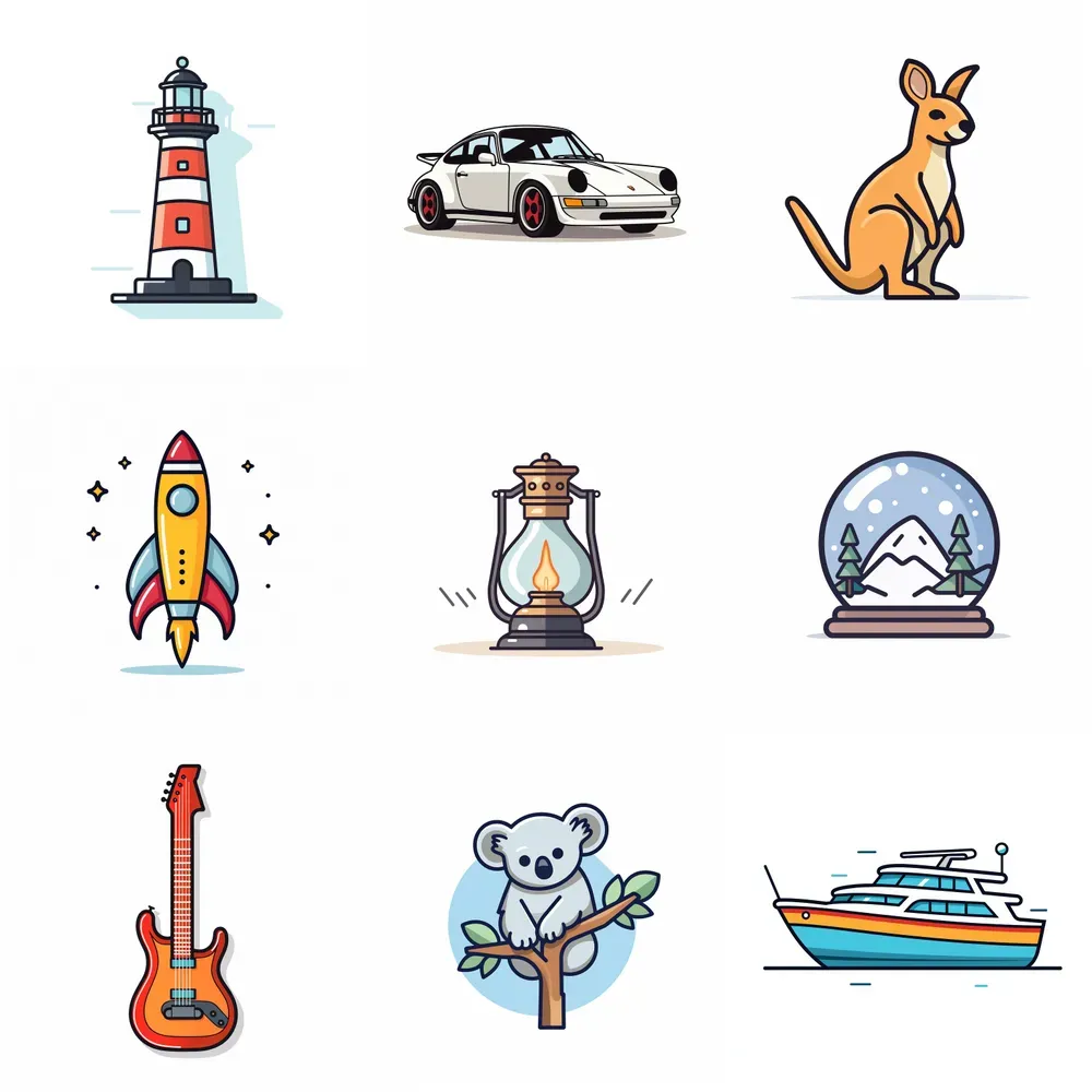 Lineal Color Icons Midjourney Prompt | PromptBase