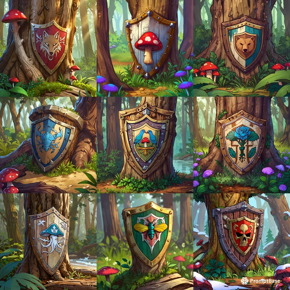 Mystical Forest Shields Leonardo Ai Prompt | PromptBase
