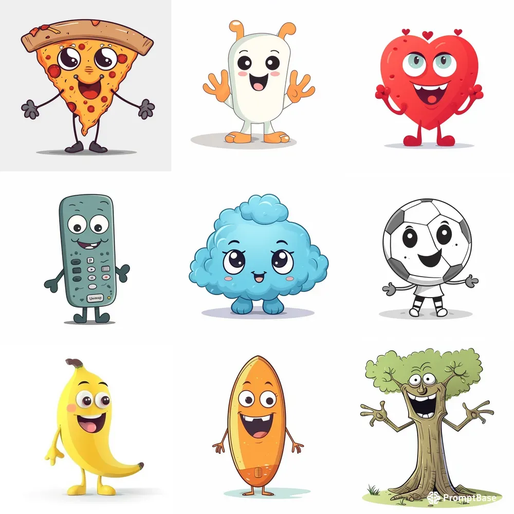 Cute Objects With Cartoon Faces Midjourney Prompt | PromptBase