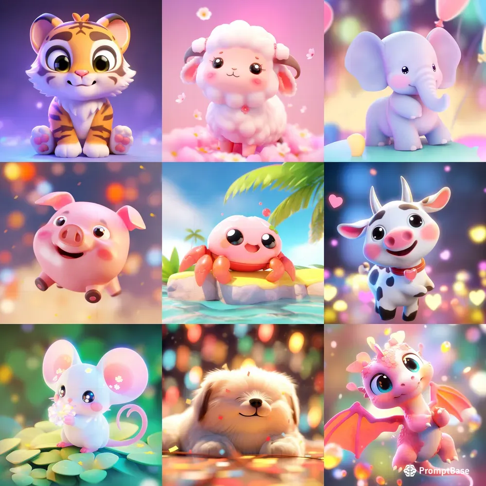 Cute Toy Designs 3D Animal Cartoon Pods Midjourney Prompt | PromptBase