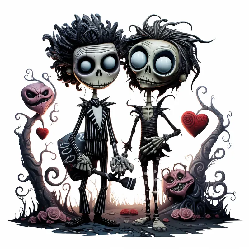 Tim Burton Cartoon Illustrations Midjourney Prompt | PromptBase