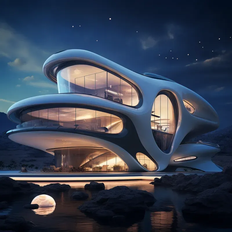 Futuristic House Design Illustrations Midjourney Prompt | PromptBase