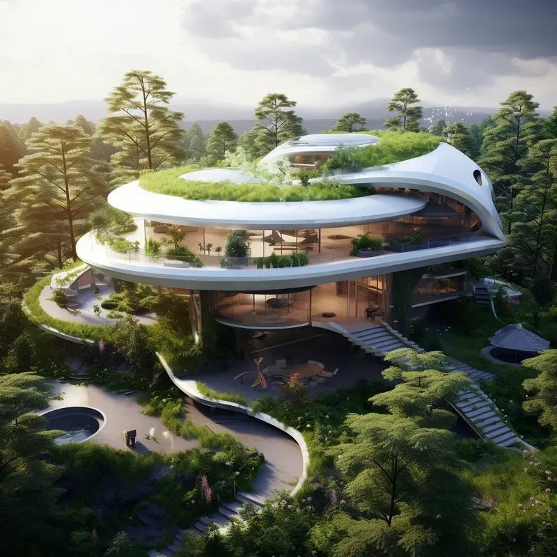 Futuristic House Design Illustrations Midjourney Prompt | PromptBase