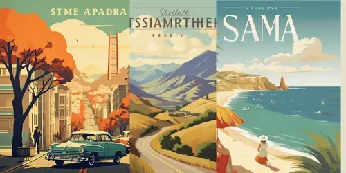 Vintage Travel Poster Illustrations Midjourney Prompt | PromptBase