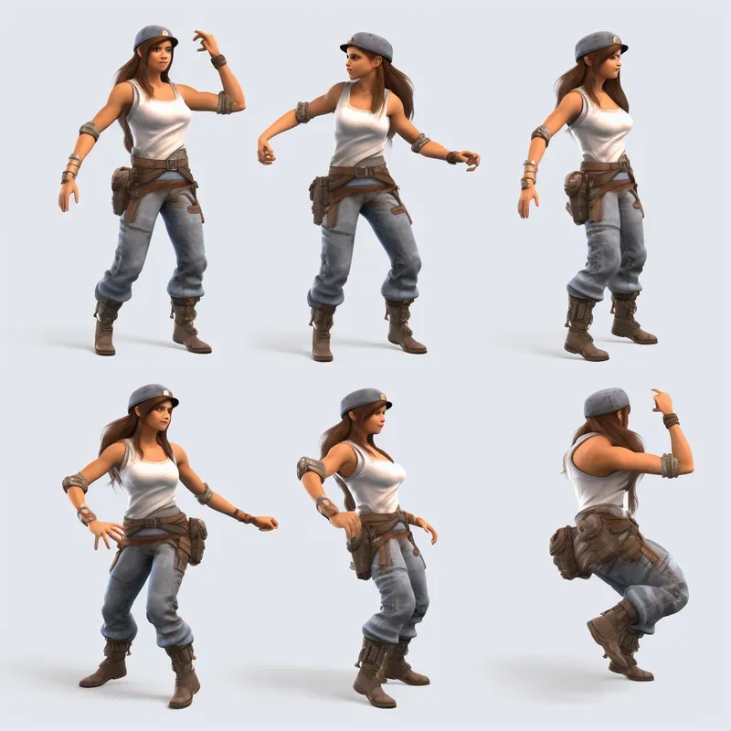Video Games Characters Design Pose Sheets Midjourney Prompt | PromptBase