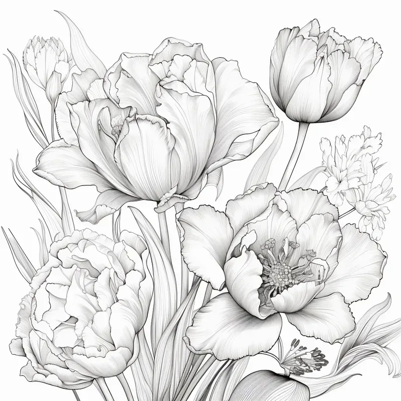 Flower Coloring Book Pages Midjourney Prompt | PromptBase