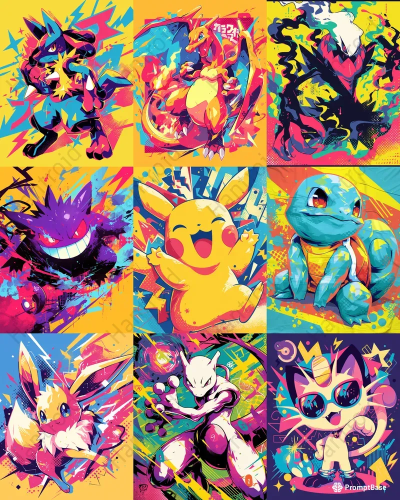 Pop Art Pokemon Tees Midjourney Prompt | PromptBase