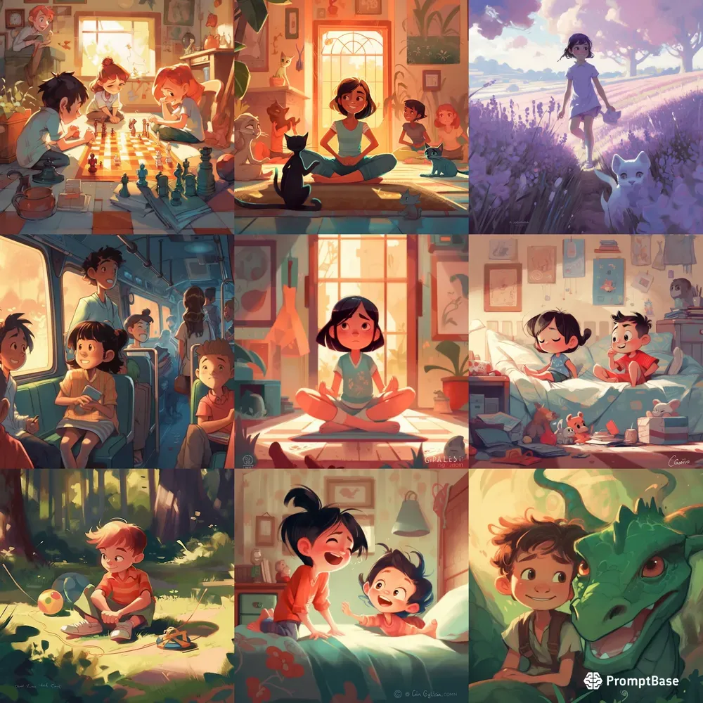 Cartoony Childrens Illustrations Midjourney Prompt | PromptBase