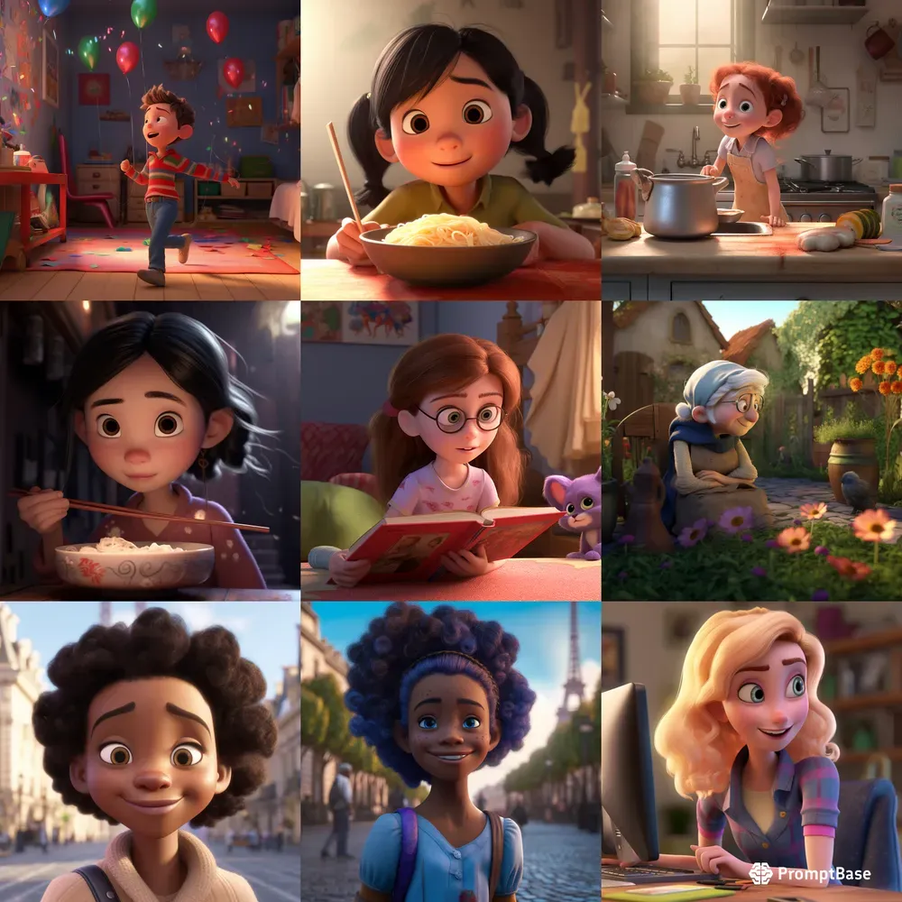 Very Cute Pixar Cartoon Characters Midjourney Prompt | PromptBase