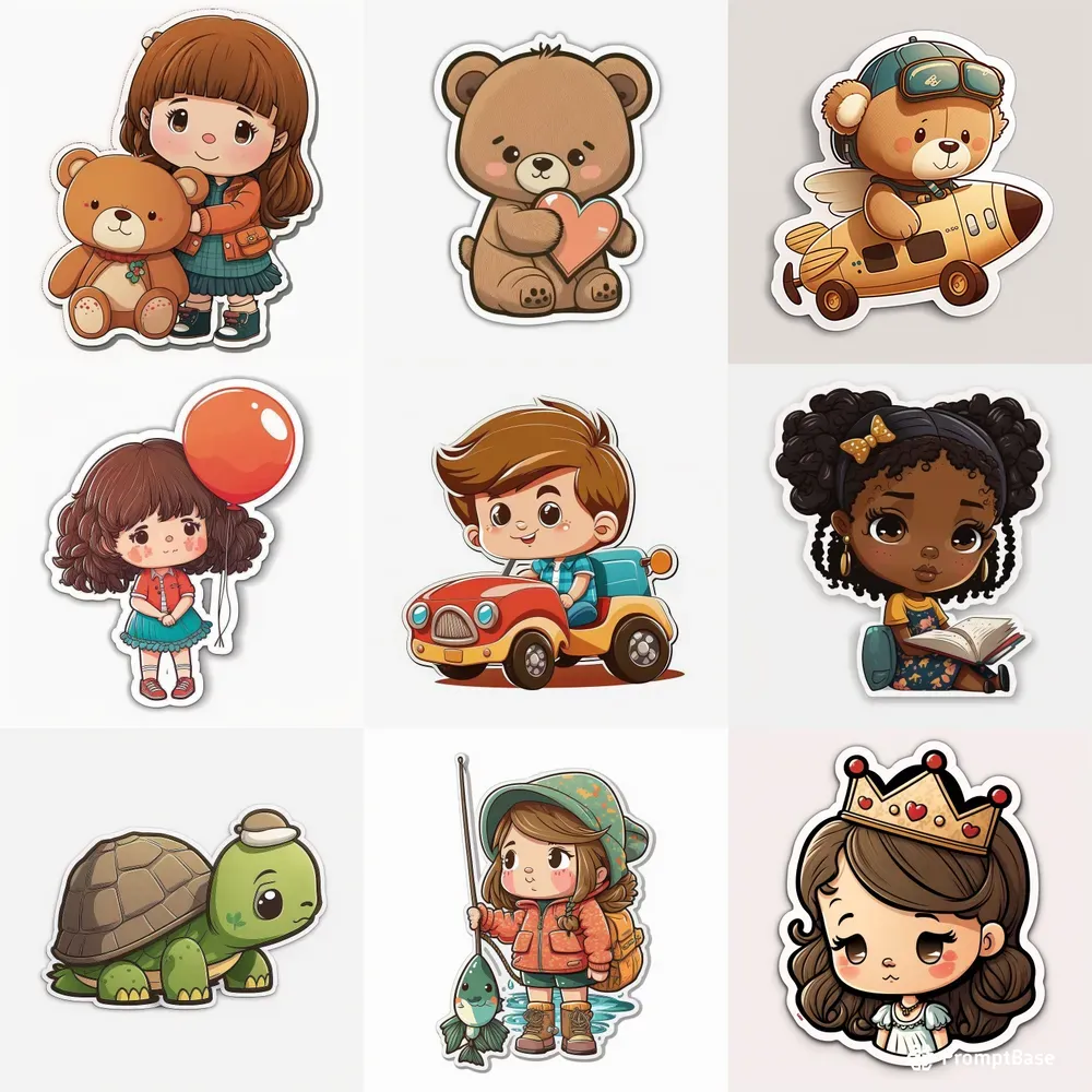 Cute Children Stickers Midjourney Prompt | PromptBase