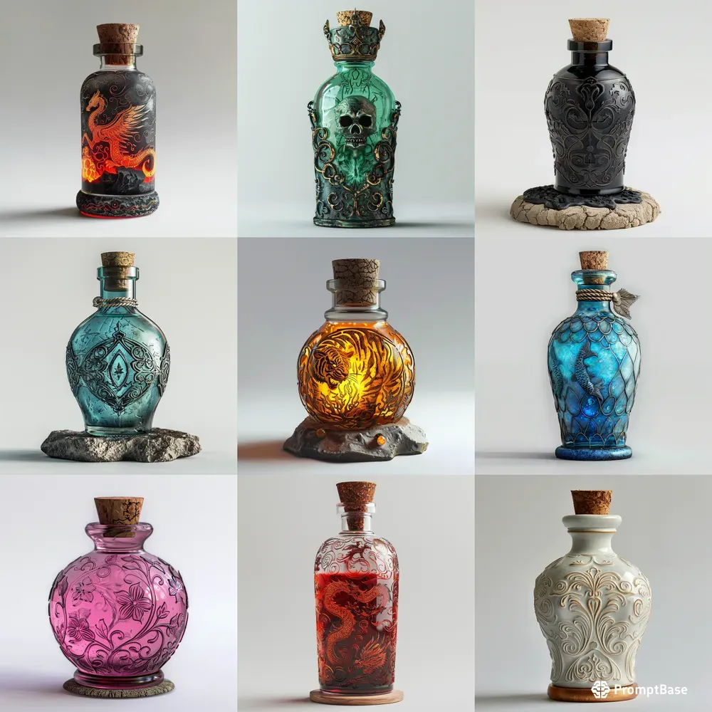 Realistic 3D Antique Potions Midjourney Prompt | PromptBase