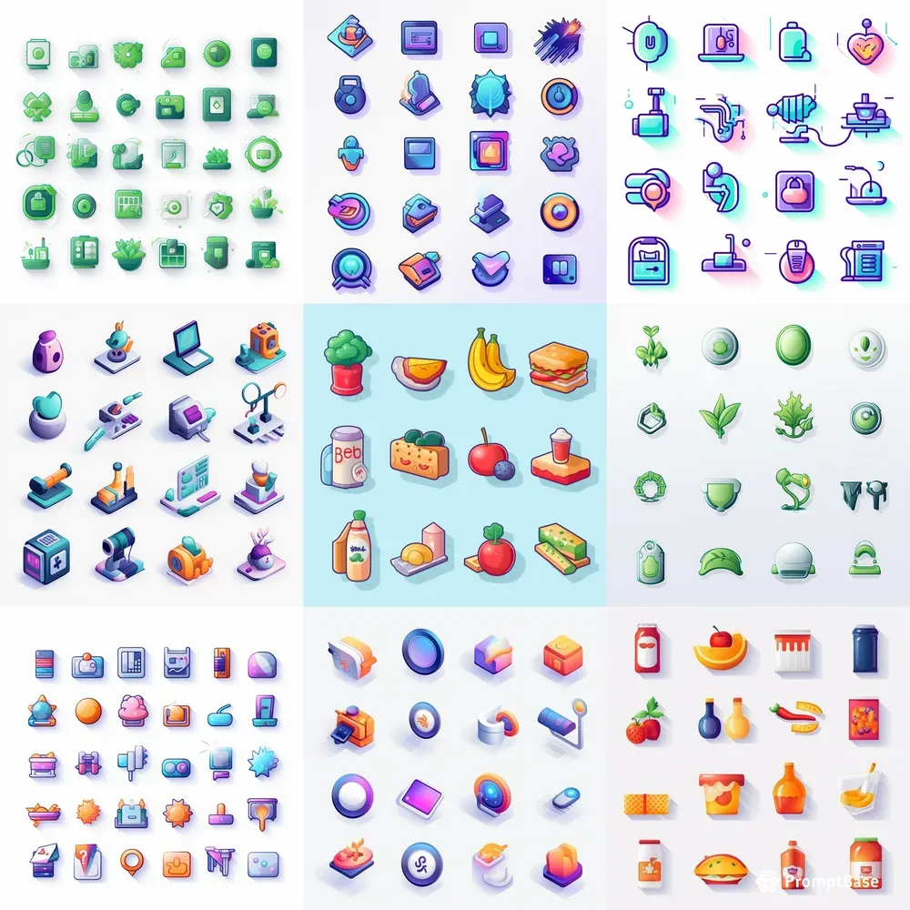 Modern Uiux Web Icons Midjourney Prompt | PromptBase
