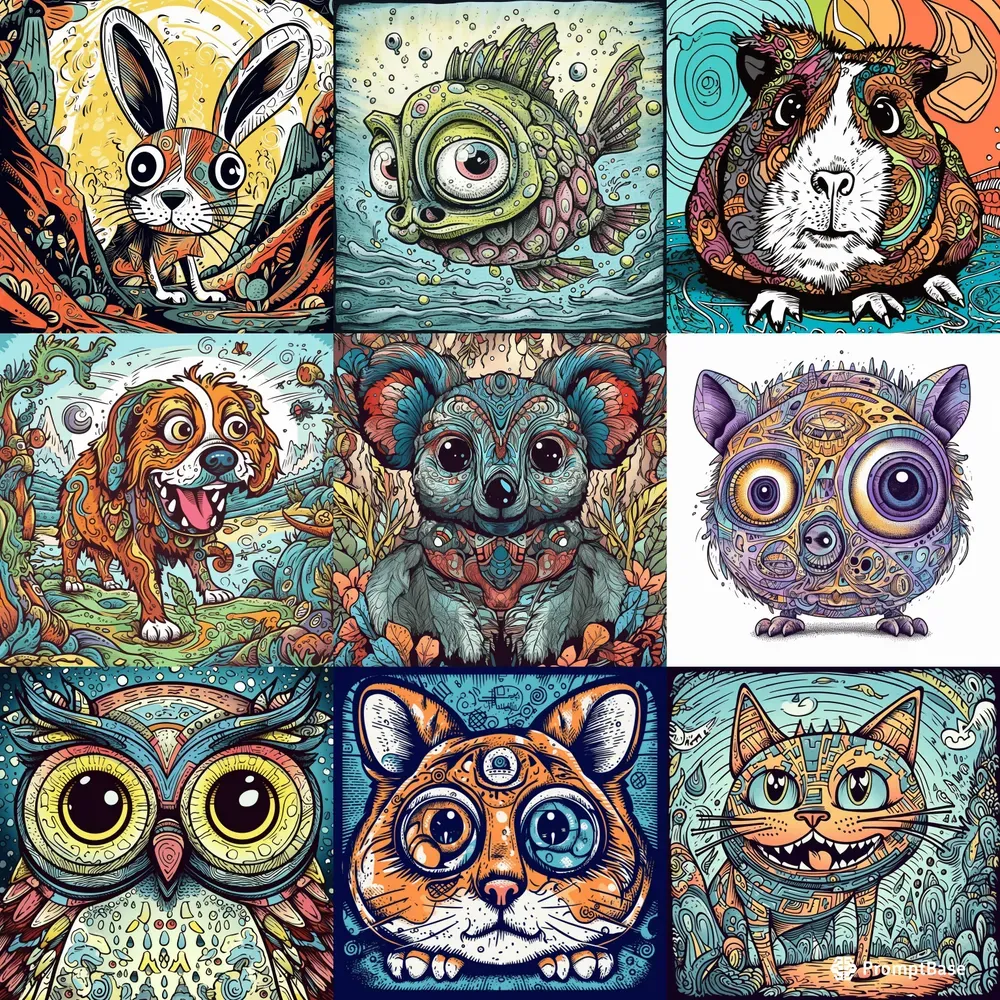 Captivating Doodle Characters Midjourney Prompt | PromptBase