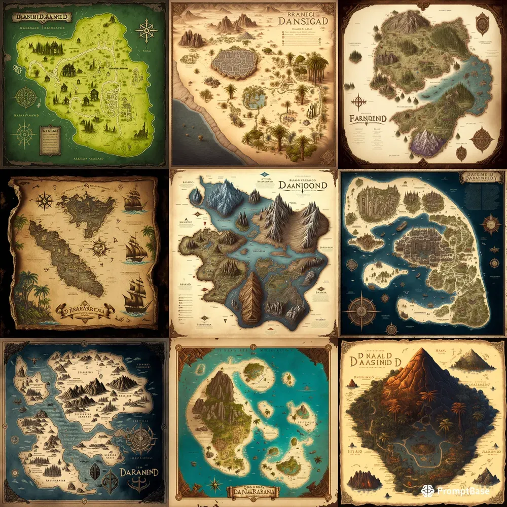 Epic Fantasy Adventure Maps Midjourney Prompt | PromptBase