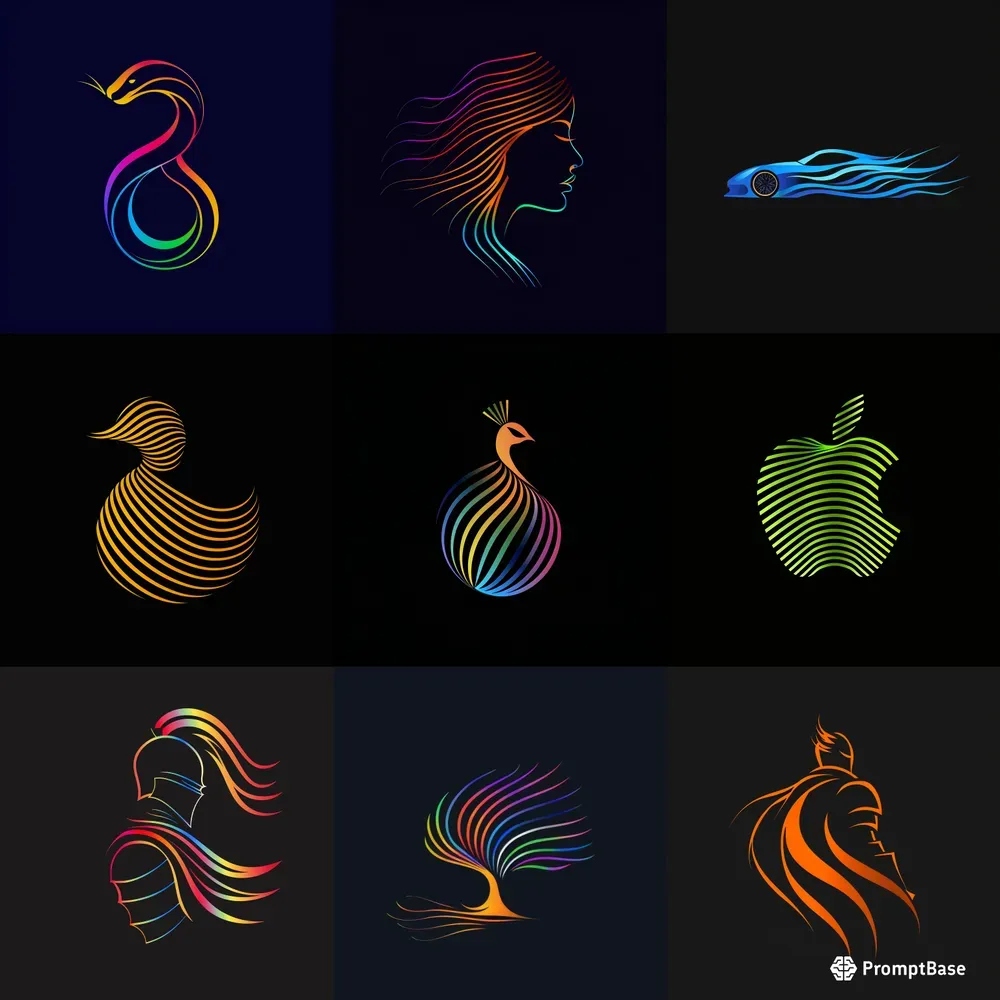 Wavy Artistic Logos Midjourney Prompt | PromptBase