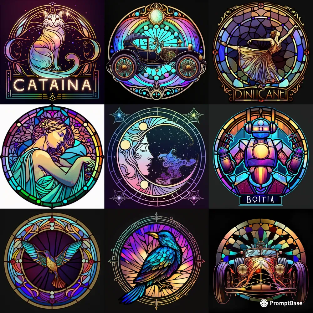 Stained Glass Logos Midjourney Prompt | PromptBase