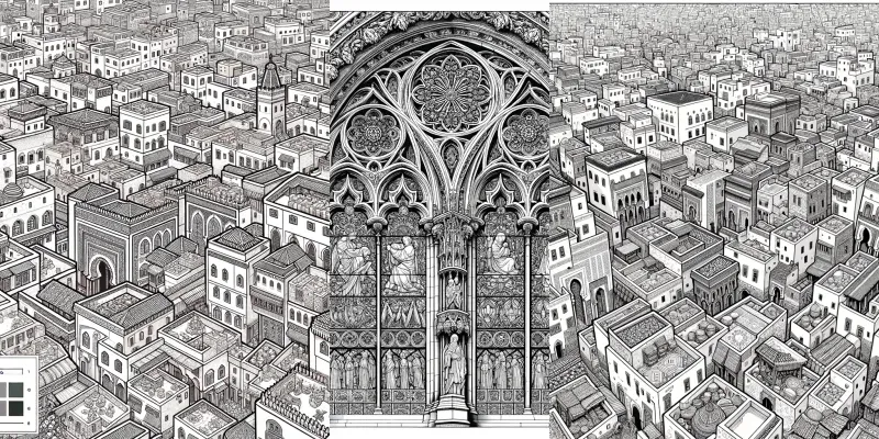 Mindfulness Cityscapes Coloring Pages DALL·E Prompt | PromptBase