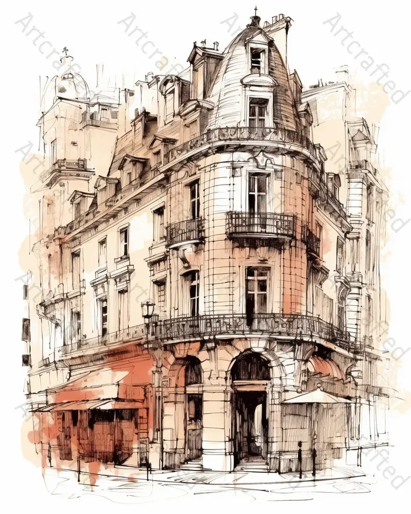 Architectural Hand Drawn Sketches Midjourney Prompt | PromptBase