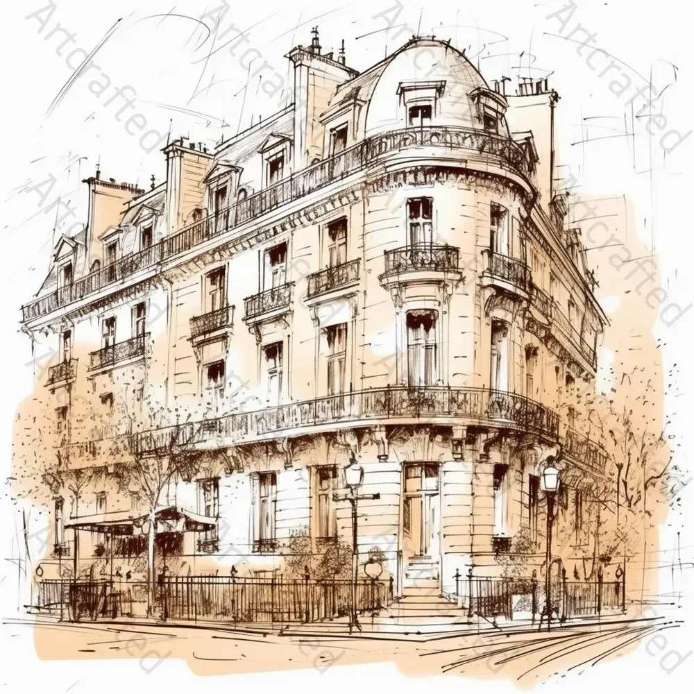 Architectural Hand Drawn Sketches Midjourney Prompt | PromptBase