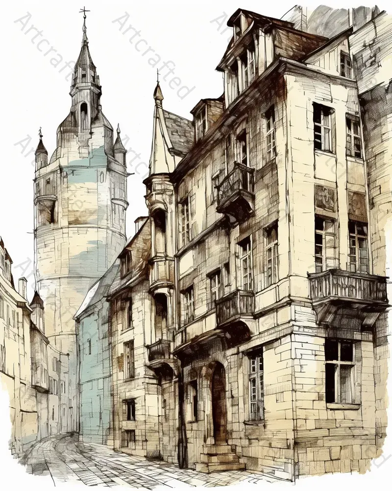 Architectural Hand Drawn Sketches Midjourney Prompt | PromptBase