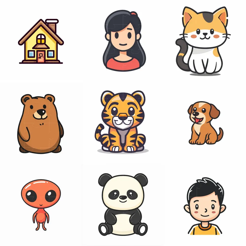 Oversimplified Cartoon Icons Midjourney Prompt | PromptBase