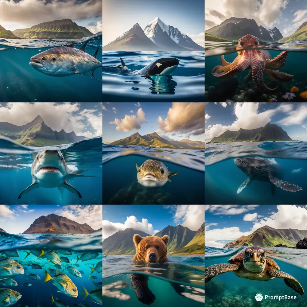 Realistic Ocean Animals In Sea Portraits Midjourney Prompt | PromptBase
