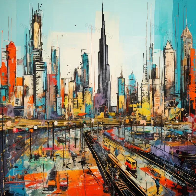 Modern Cities Paintings Midjourney Prompt | PromptBase