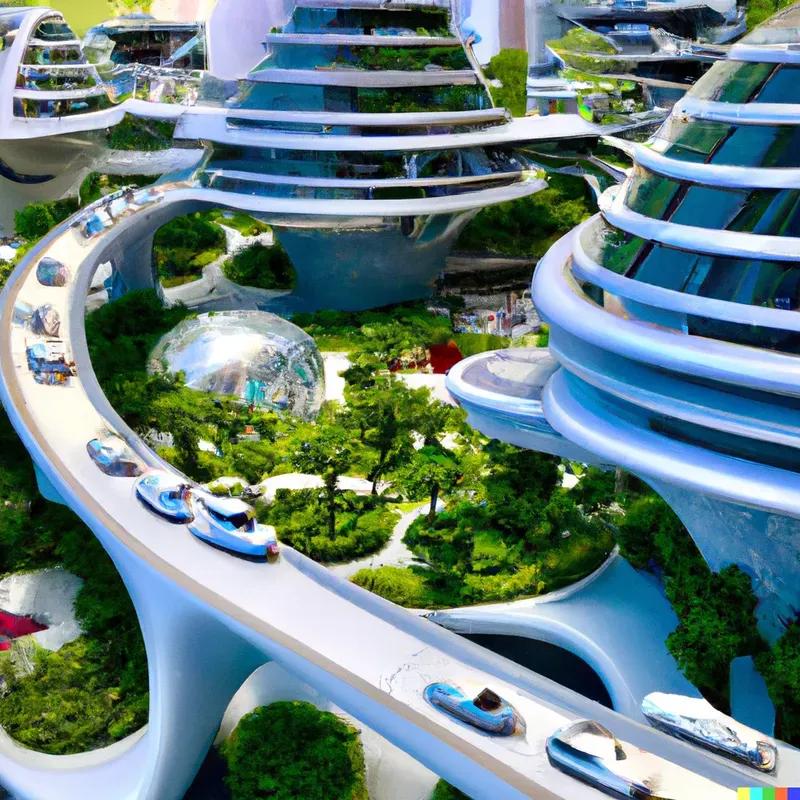 Futuristic Utopia Buildings DALL·E Prompt | PromptBase