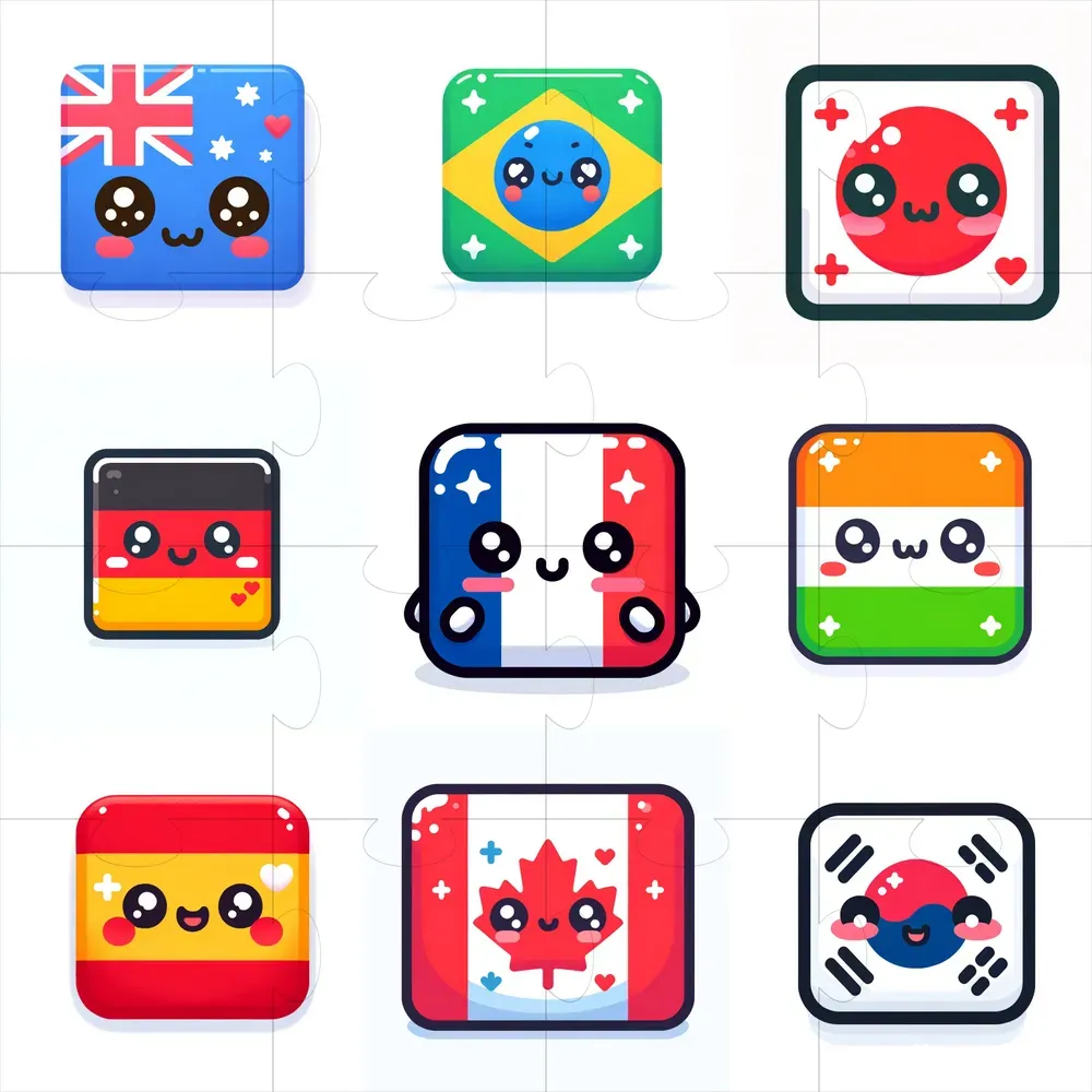 Cute Kawaii Flags DALL·E Prompt | PromptBase