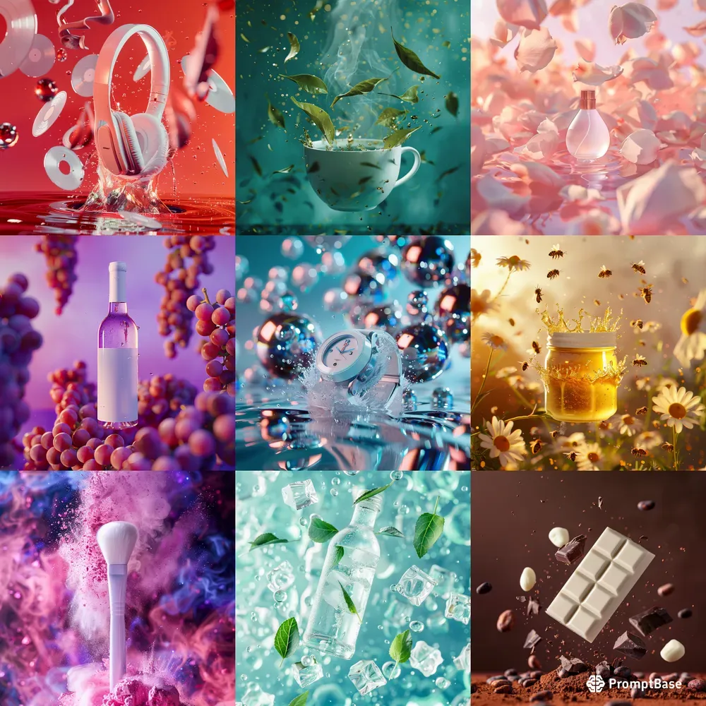 Floating Products Ads Midjourney Prompt | PromptBase