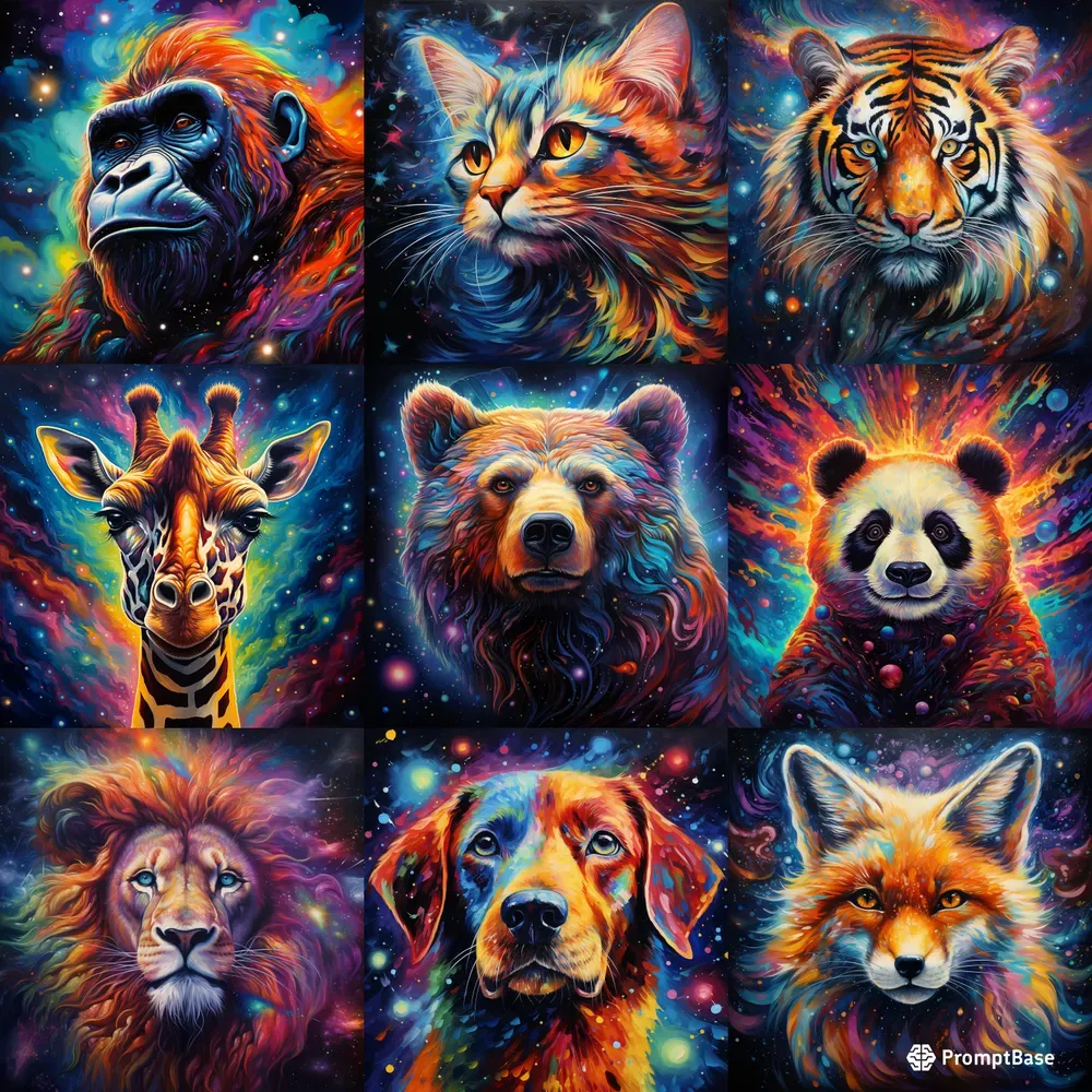 Cosmic Animal Portraits Art Oil Paintings Midjourney Prompt | PromptBase